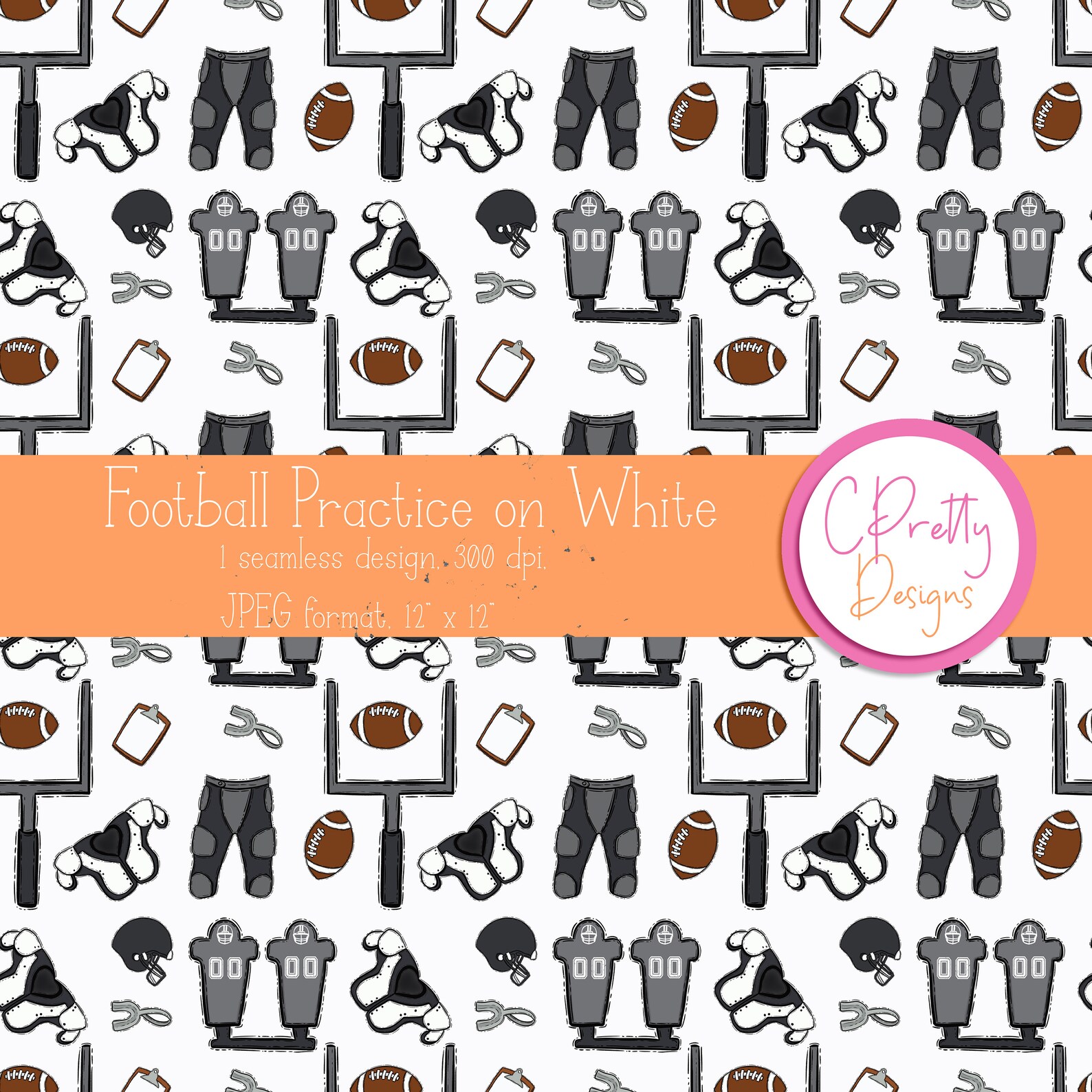 Football Seamless Pattern for Fabric Commercial Use Seamless Repeating ...