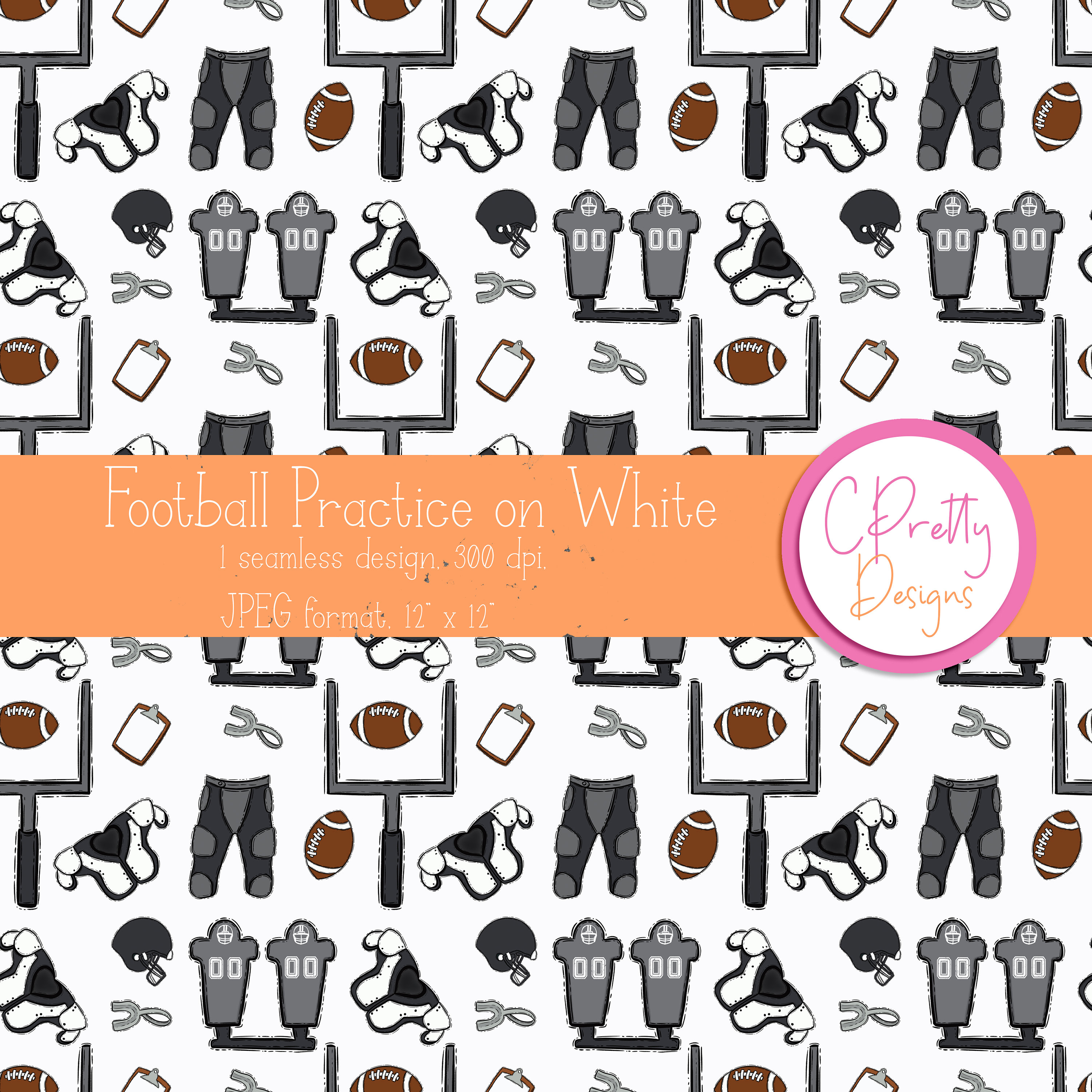 Football Seamless Pattern for Fabric Commercial Use Seamless Repeating ...