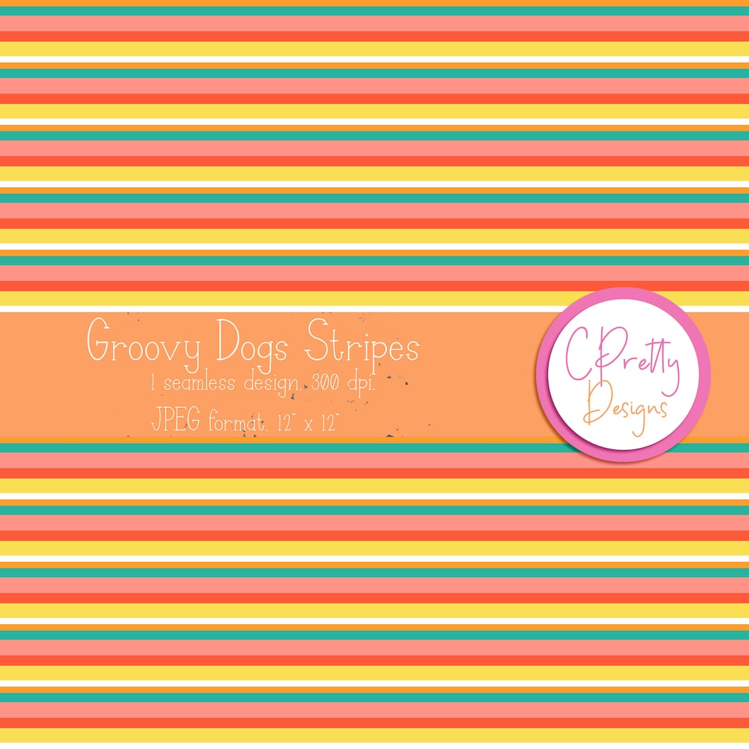 Groovy Dogs Stripes Seamless Pattern Digital Design, Digital Paper ...