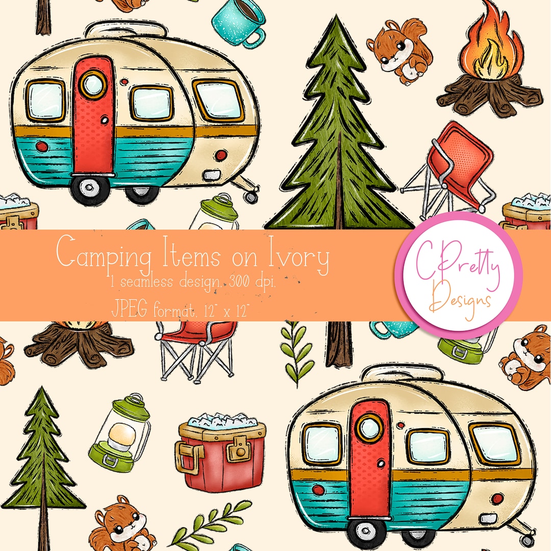 Camping Seamless Pattern for Fabric Use Repeating Pattern for ...