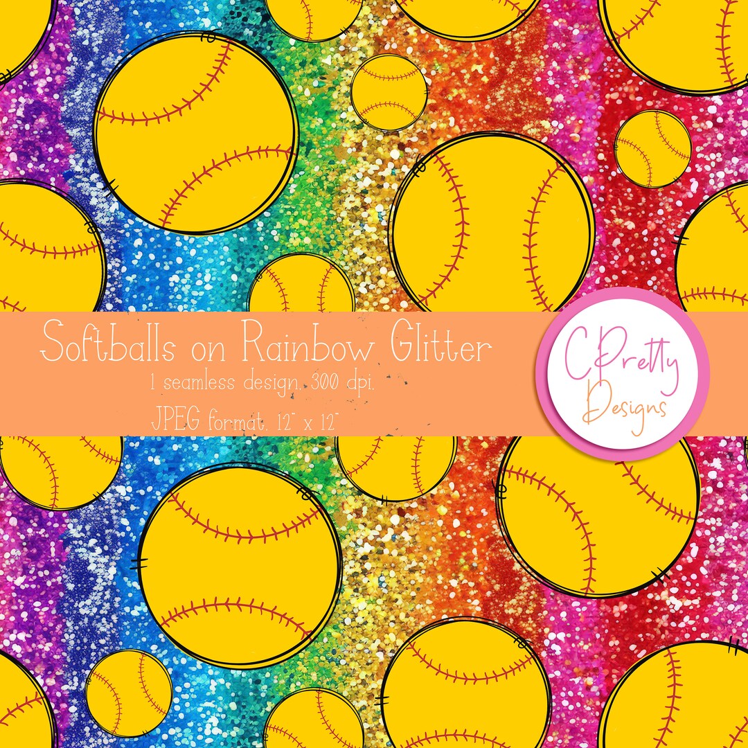Softball Seamless Pattern Repeating File for Fabric Printing Softball ...