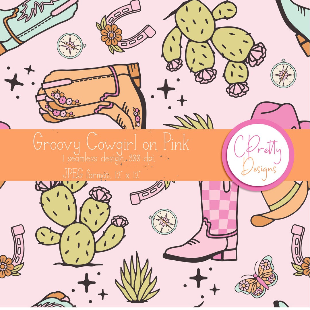 Western Seamless Pattern for Cowgirl Seamless Pattern Groovy Cowgirl ...