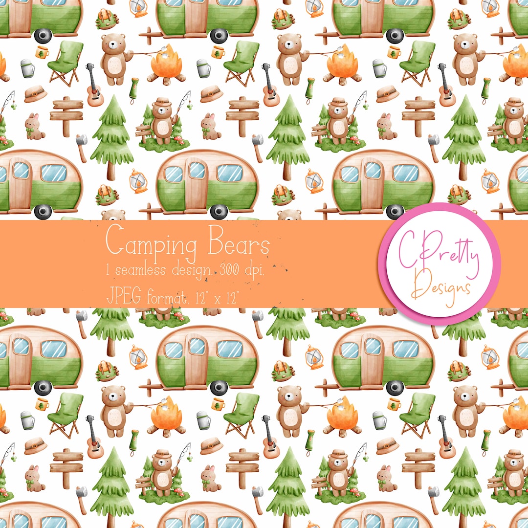 Camping Seamless Pattern for Fabric Use Repeating Pattern for ...