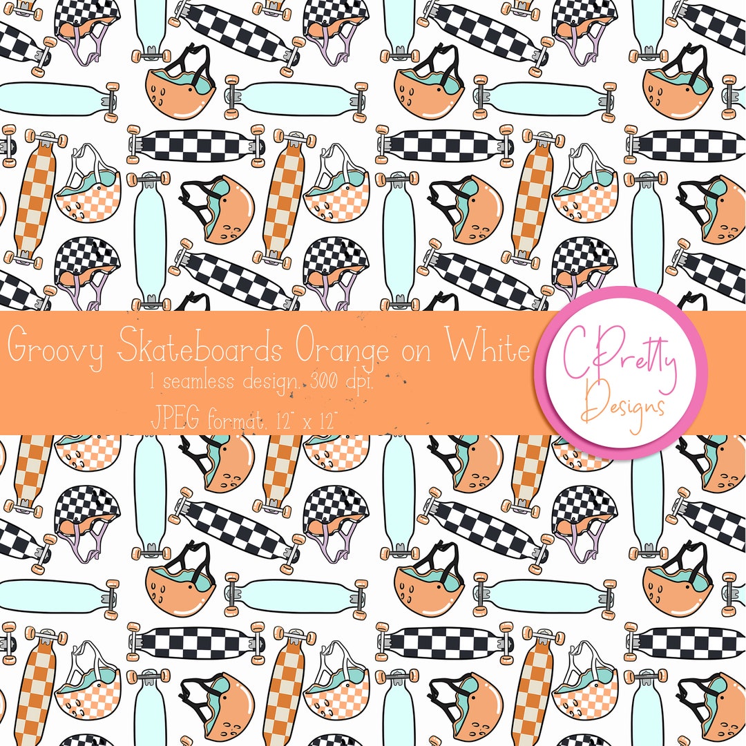 Skateboard Seamless Pattern for Fabric Use for Commercial Use Retro ...