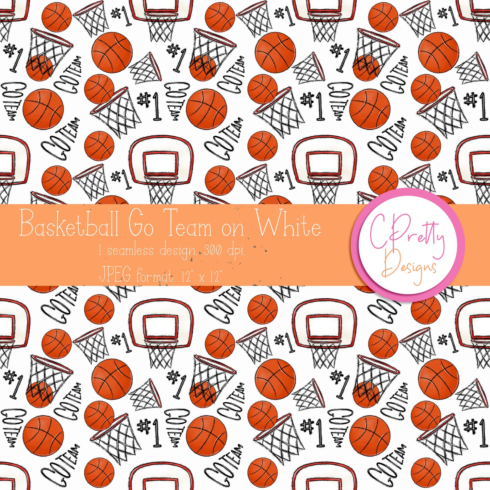 Basketball Seamless Pattern for Fabric Pattern for Basketball Seamless ...