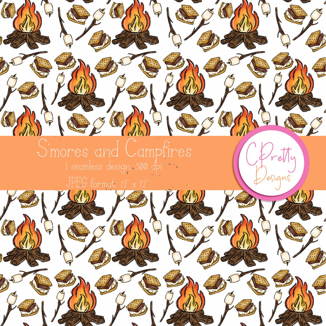 S'mores and Campfires Seamless Pattern Digital Design,digital Paper ...