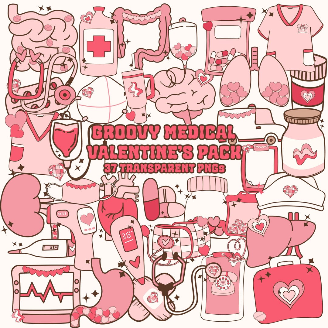 Valentine Nurse Clipart Bundle for Valentine's Day Sublimation Nurse ...