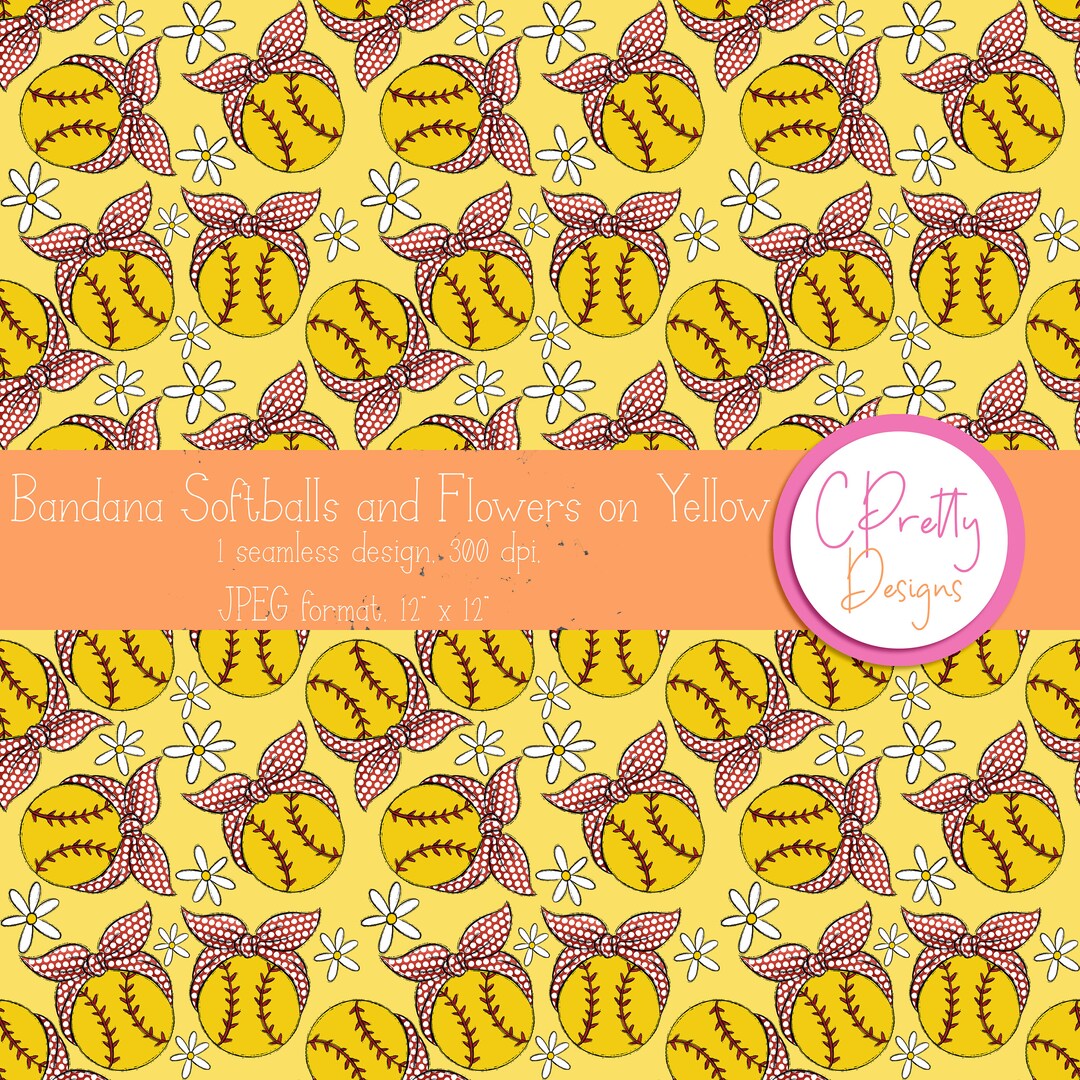 Softball Seamless Pattern Repeating File for Fabric Printing Softball ...