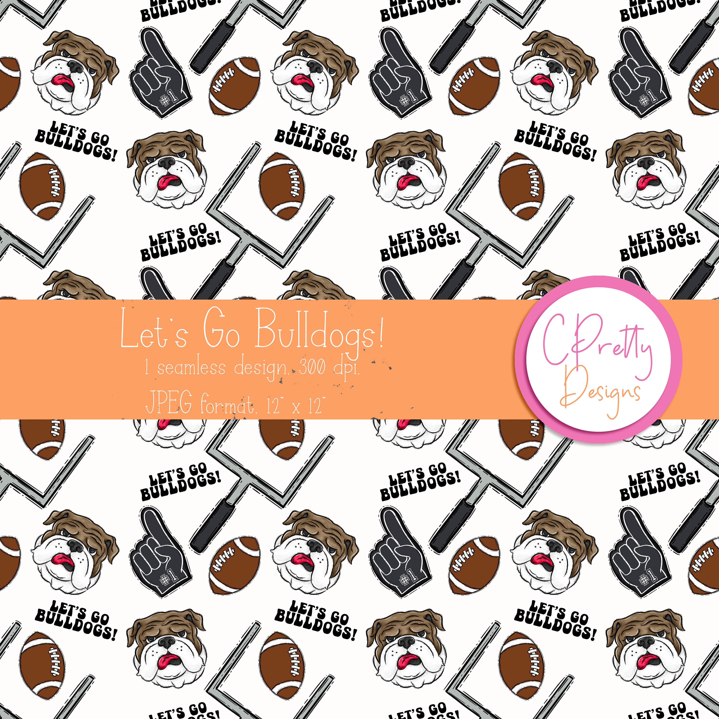 Bulldog Seamless Pattern Football Seamless Pattern for Fabric ...