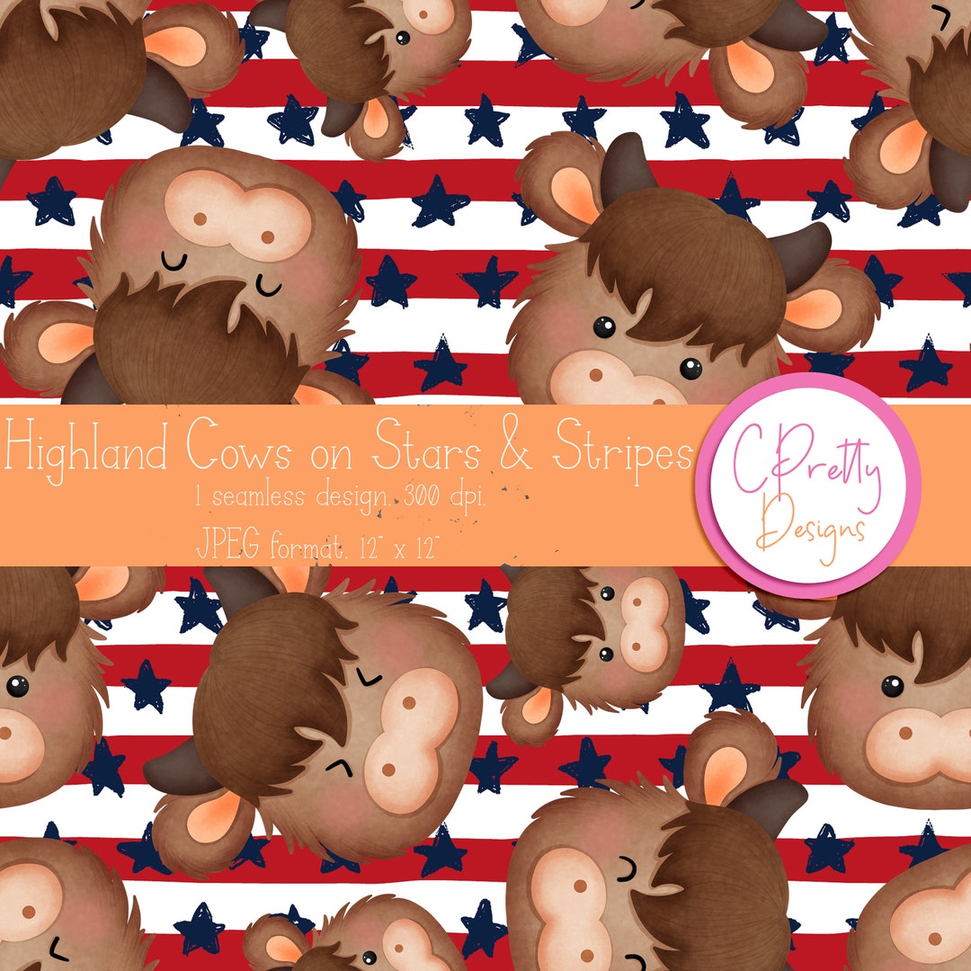 Highland Cow Seamless Pattern for Commercial Use Seamless Highland Cow ...