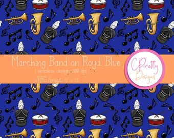 Marching Band on White Seamless Pattern Digital Design, Digital Paper ...