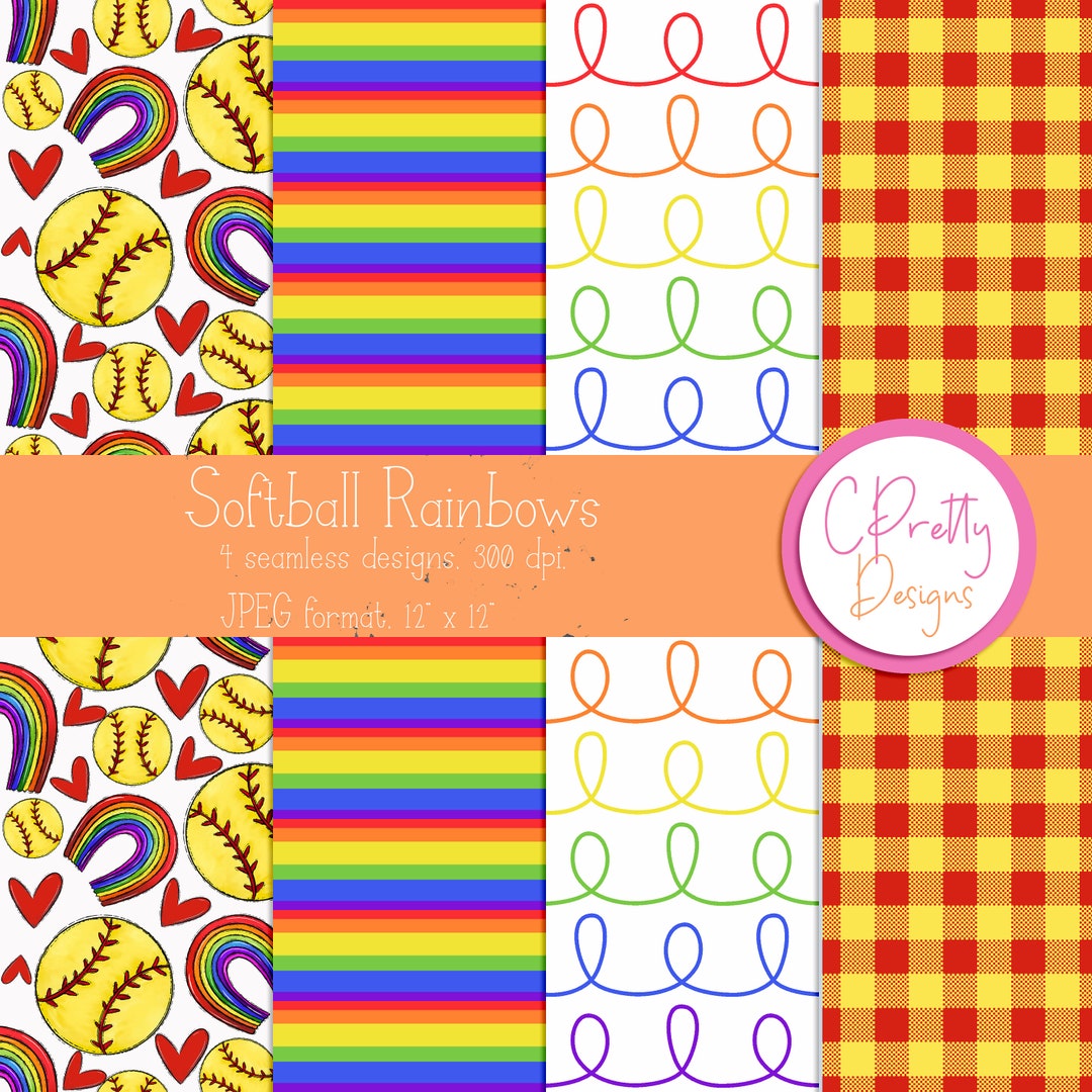 Softball Seamless Pattern Repeating File for Fabric Printing Softball ...