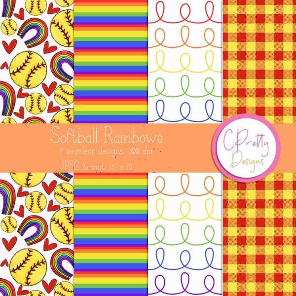Softball Seamless Pattern Png - Etsy