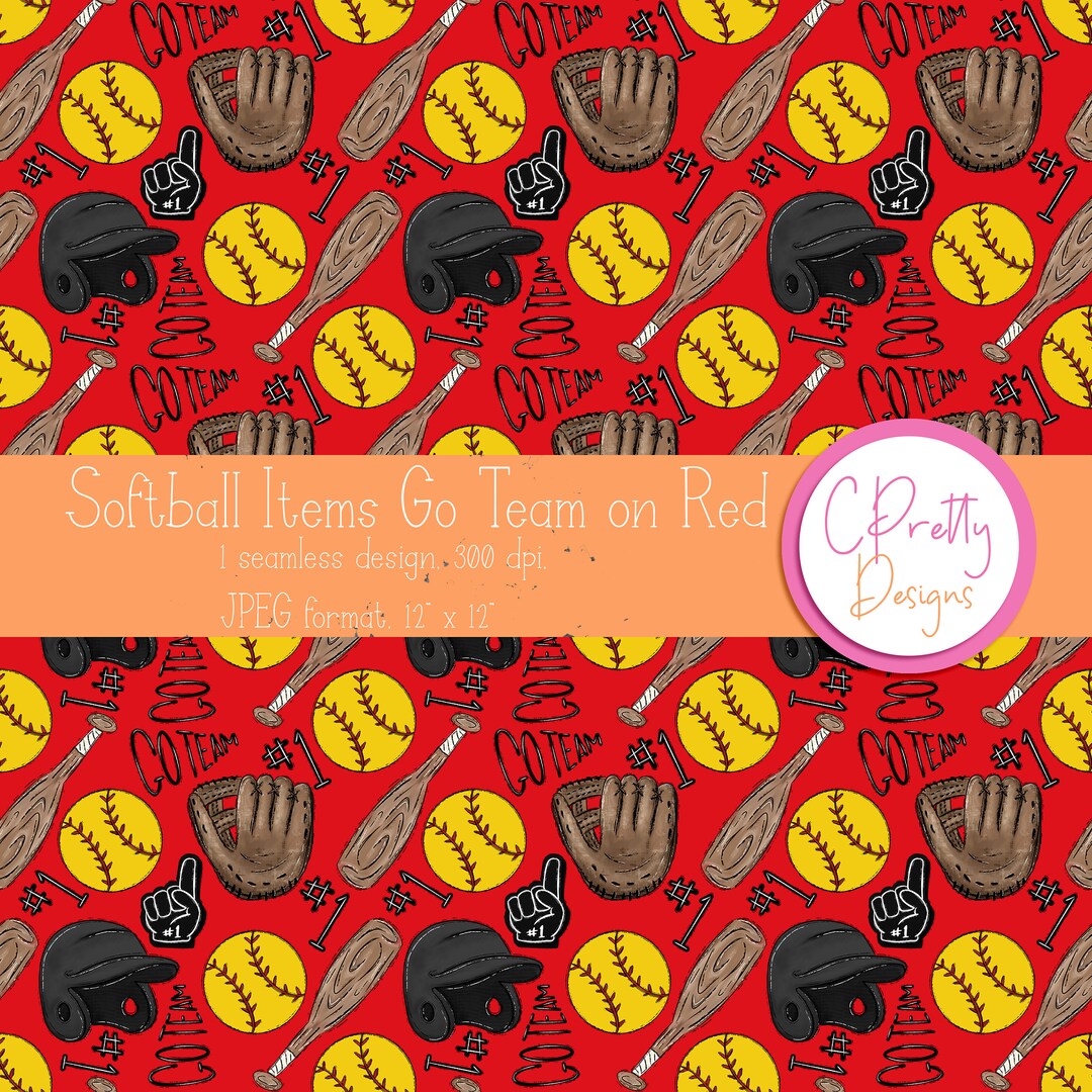Softball Seamless Pattern Repeating File for Fabric Printing Softball ...