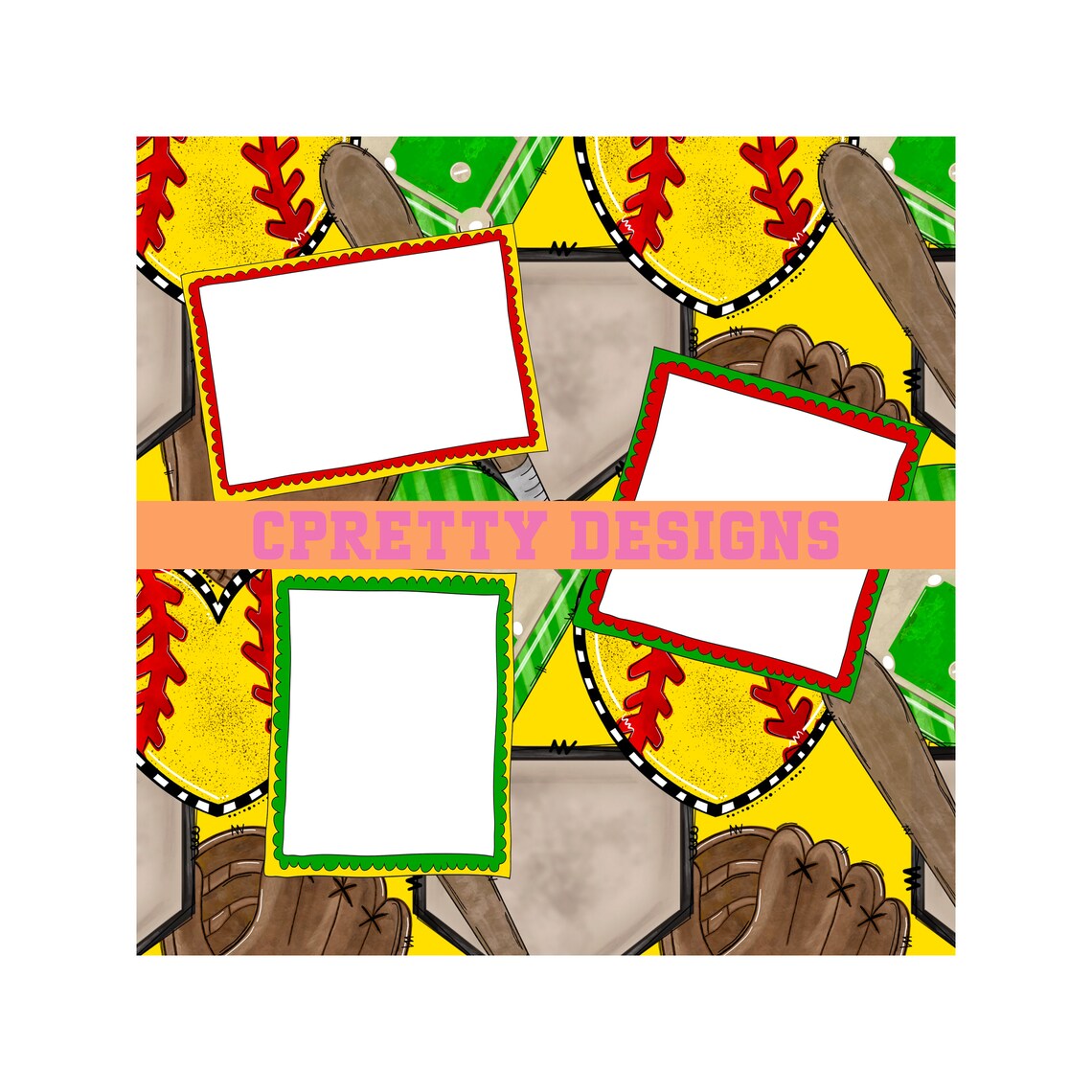 Premade Softball Digital Scrapbook Sheet 12 X 12 Softball Digital ...