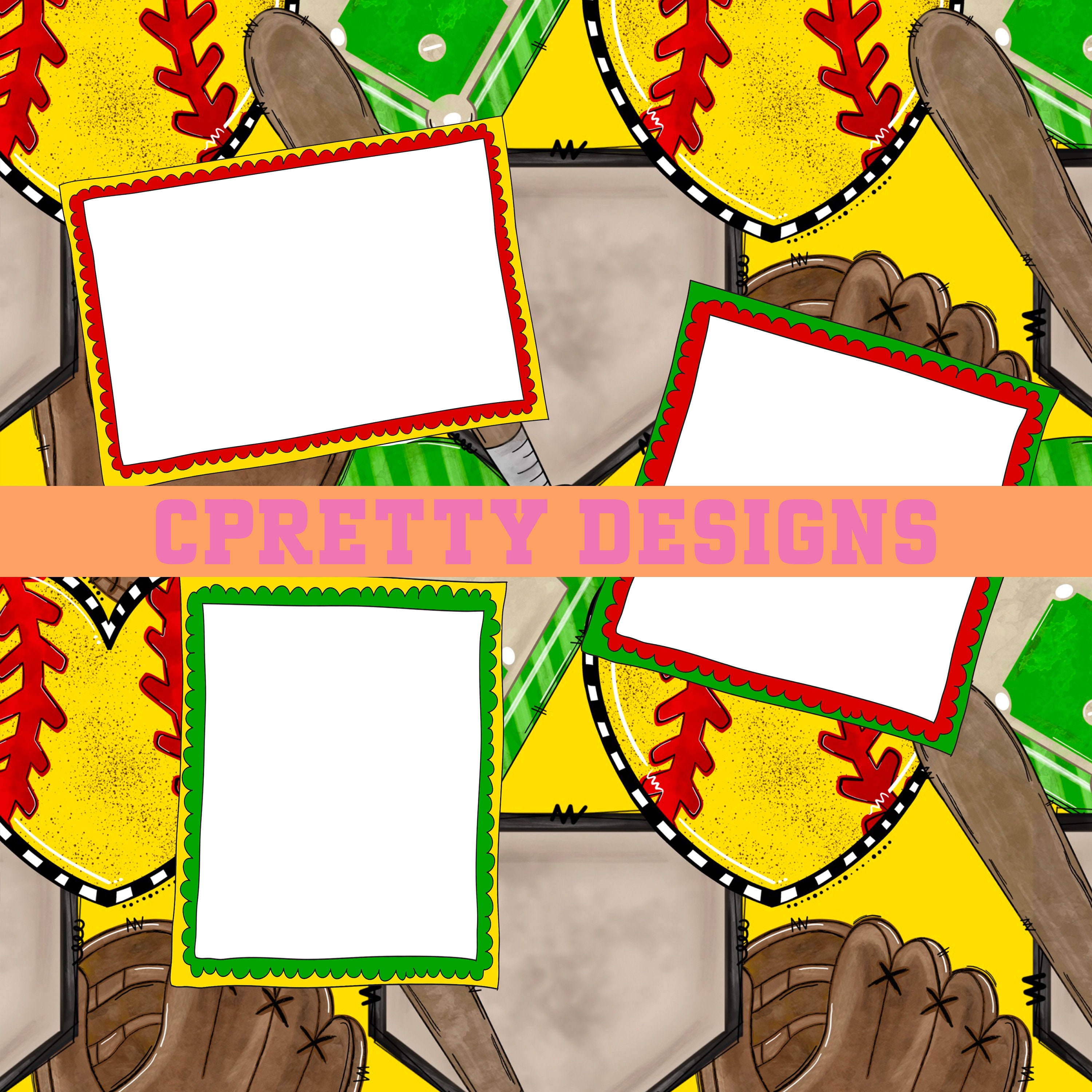 Premade Softball Digital Scrapbook Sheet 12 X 12 Softball Digital ...