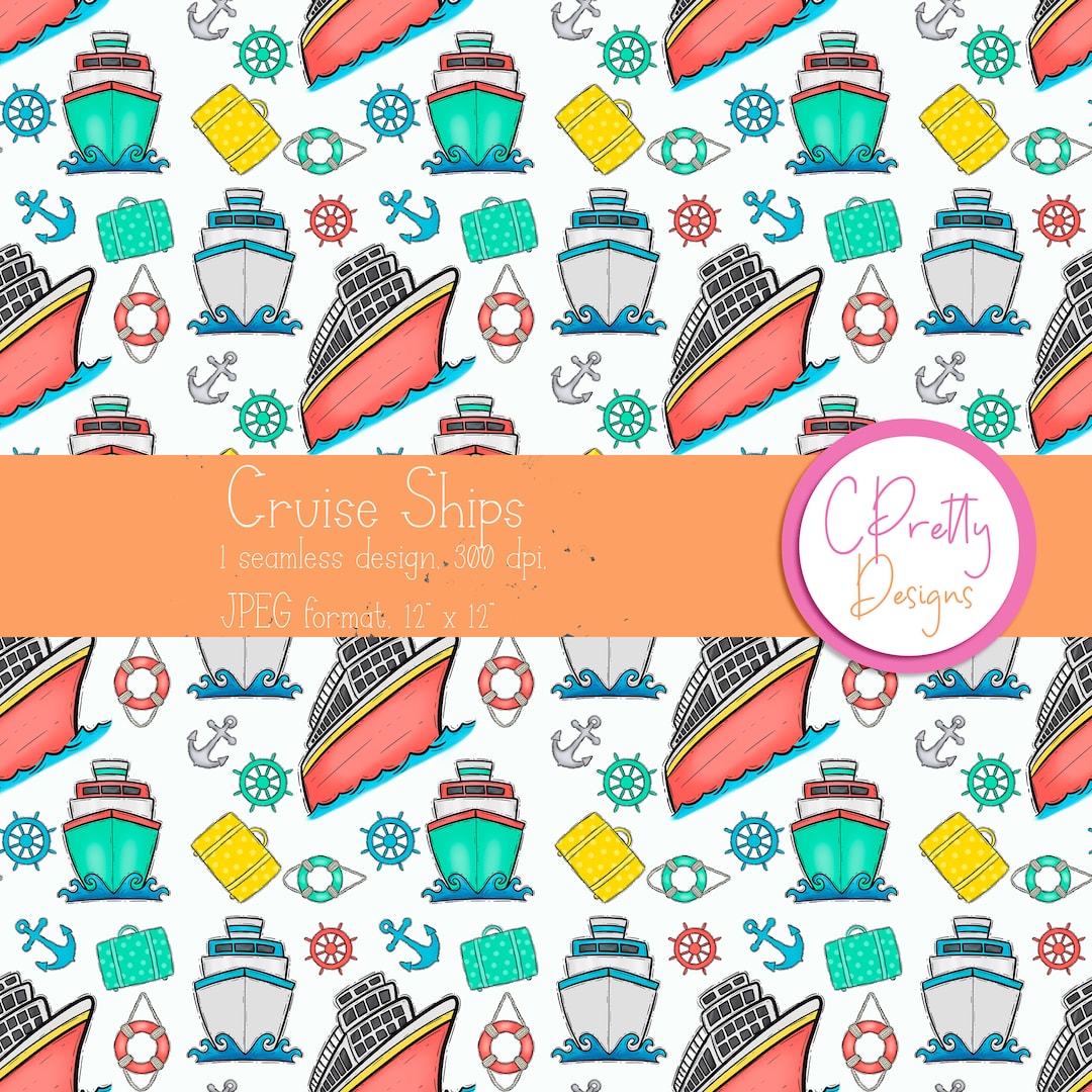Cruise Seamless Pattern for Commercial Use Cruise Digital Design for ...