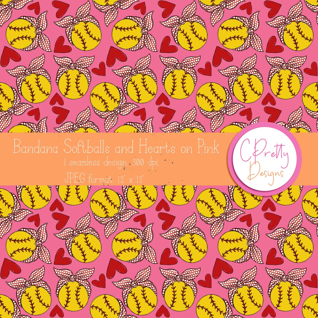 Softball Seamless Pattern Repeating File for Fabric Printing Softball ...