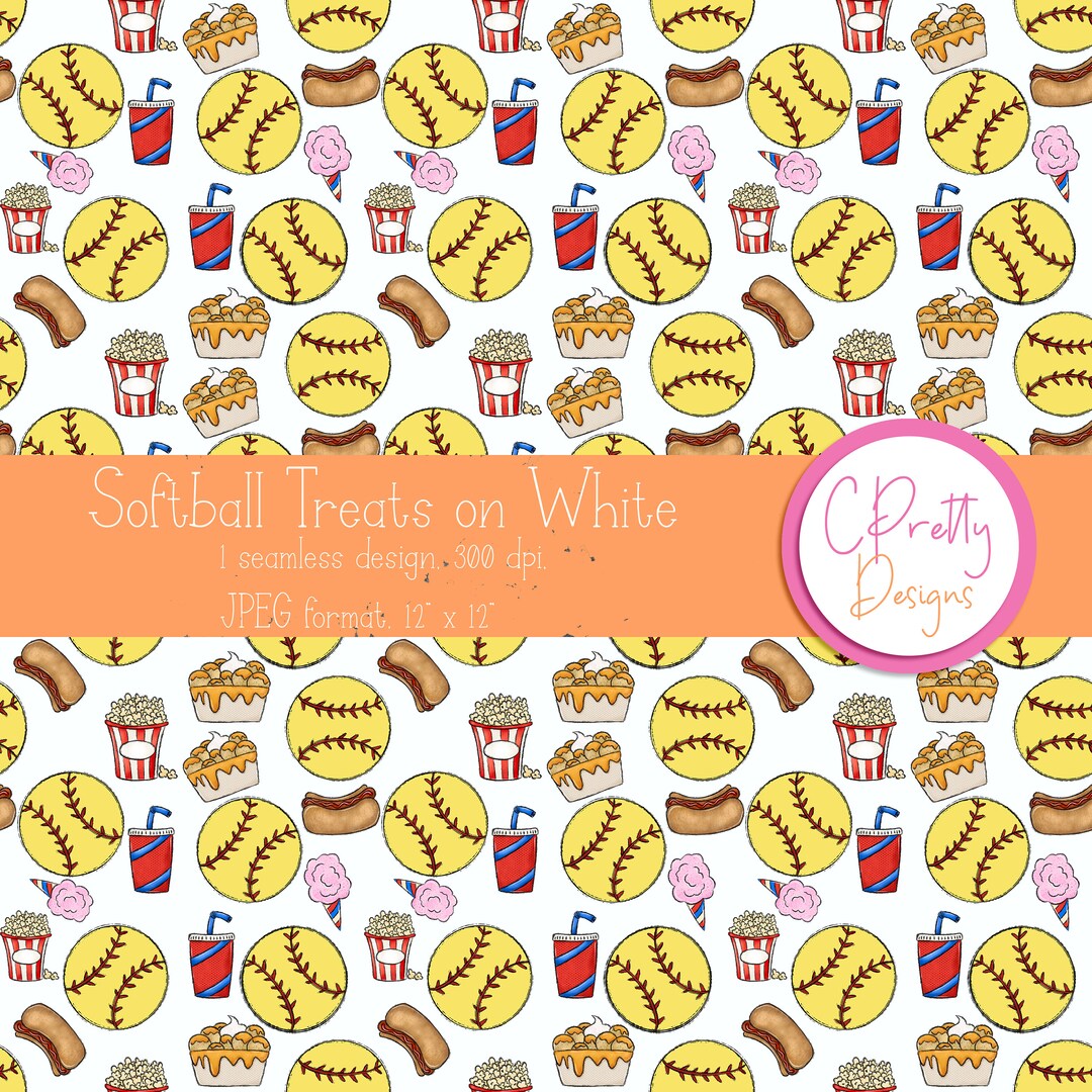 Softball Seamless Pattern Repeating File for Fabric Printing Softball ...