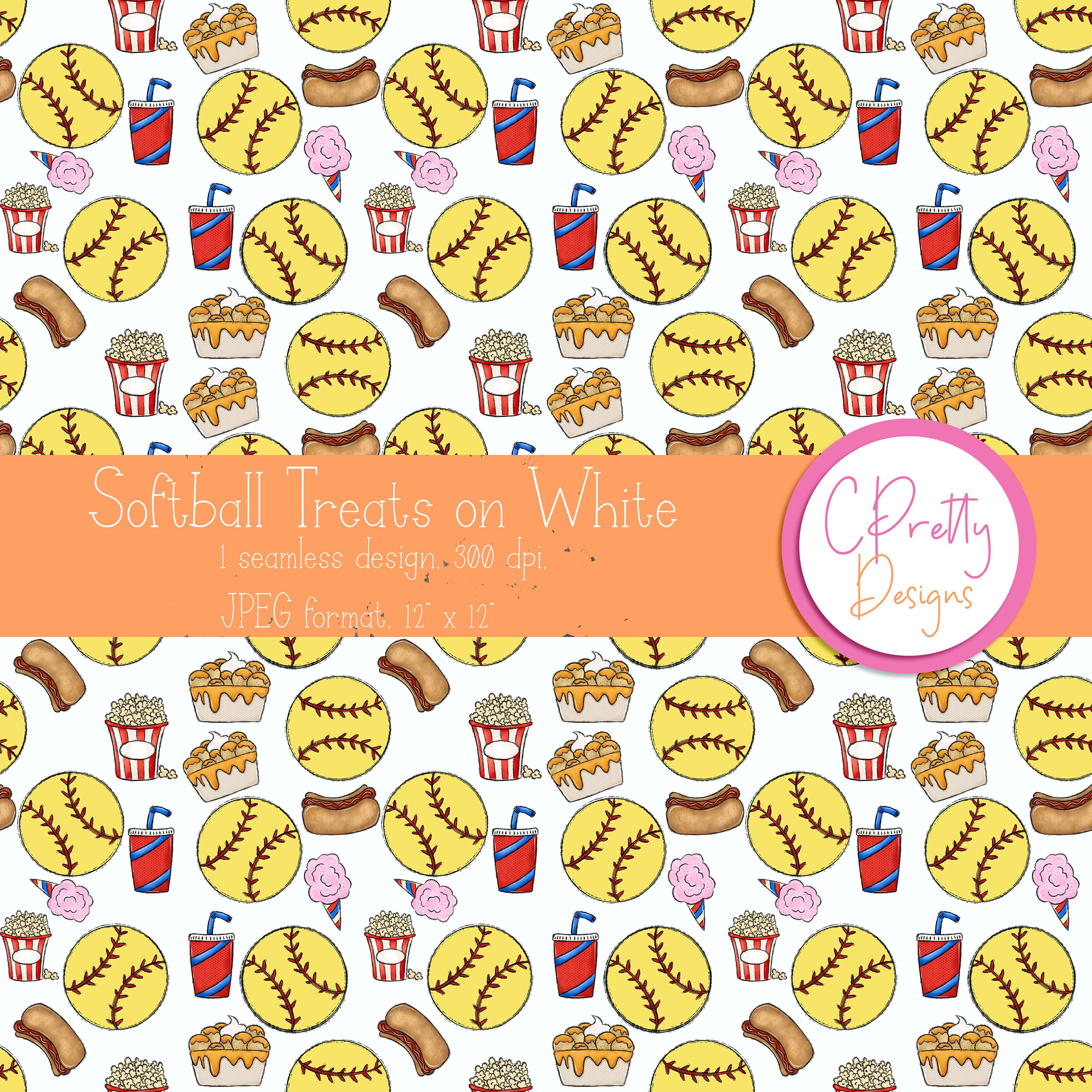 Softball Seamless Pattern Repeating File for Fabric Printing Softball ...