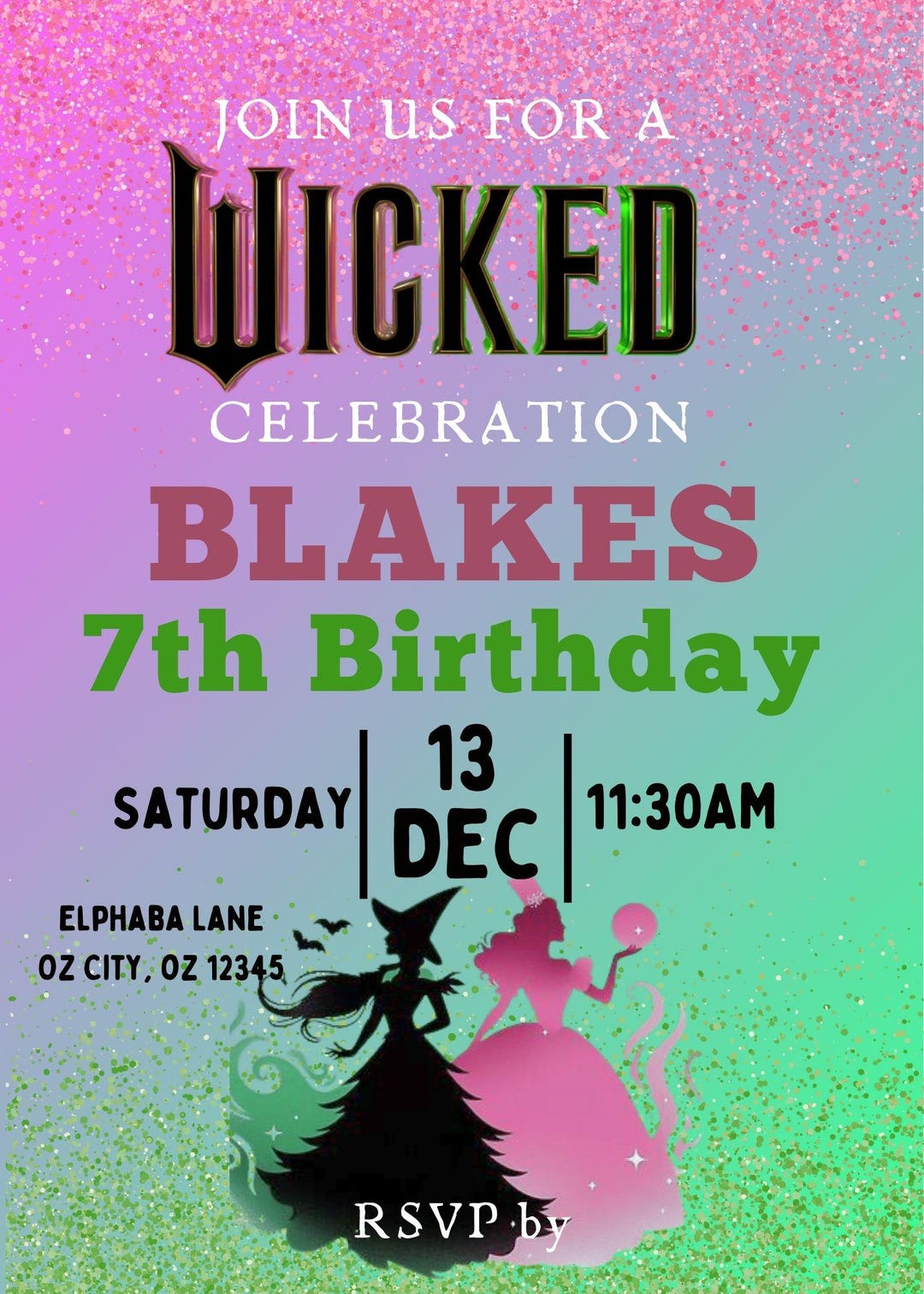 Editable Wicked Theme Birthday Party Invitation - Etsy
