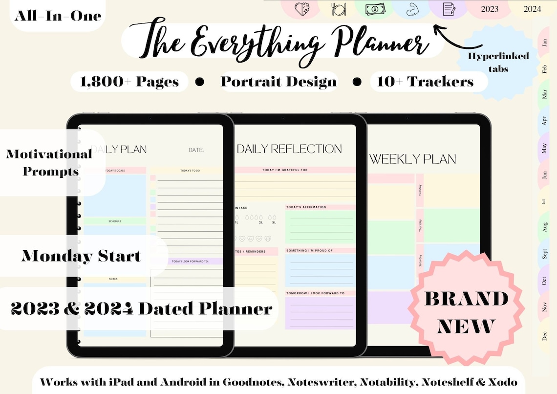 THE EVERYTHING PLANNER - Digital Planner, Goodnotes Planner, Wellness ...
