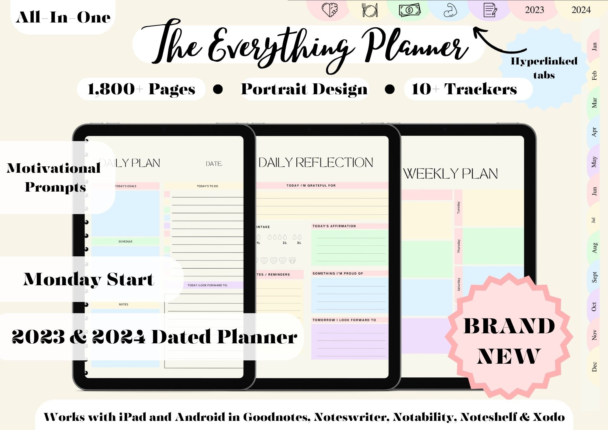 THE EVERYTHING PLANNER - Digital Planner, Goodnotes Planner, Wellness ...