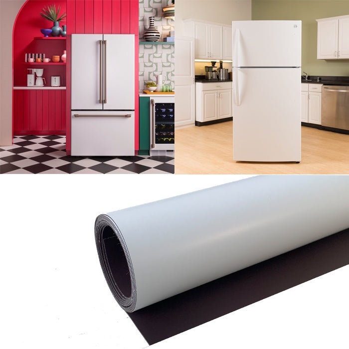 Magnetic Semi Gloss White Refrigerator Wrap Change Fridge Color How to ...