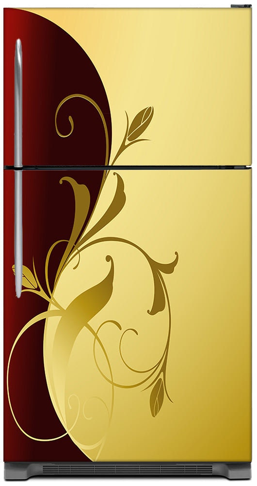 Magnetic Burgundy Gold Leaf Refrigerator Cover Skin - Etsy
