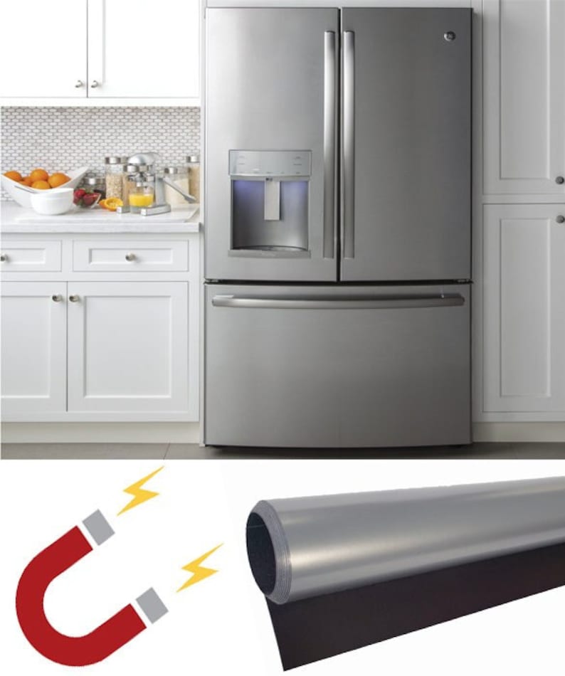 Magnetic Non-brushed Stainless Steel Refrigerator Cover Skin Wraps ...