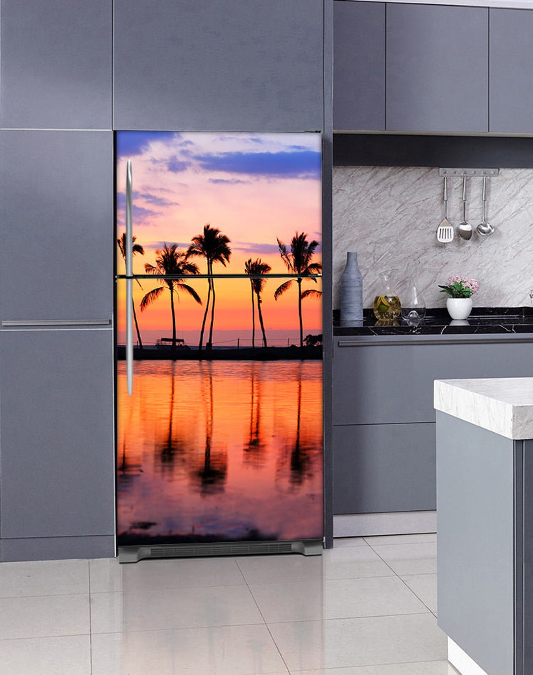 Magnetic Sunset Palm Trees Refrigerator Cover Skin - Etsy