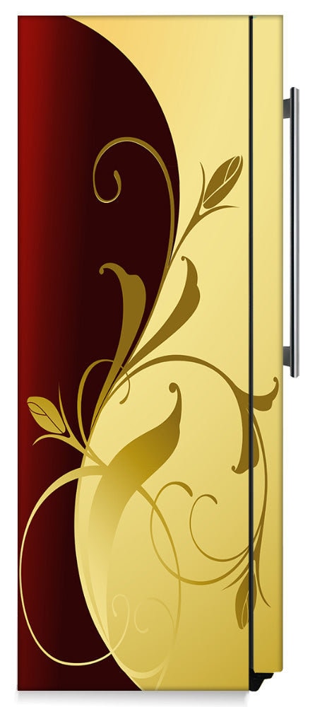 Burgundy Gold Leaf Magnetic Refrigerator Cover Skin Panel Wrap - Etsy
