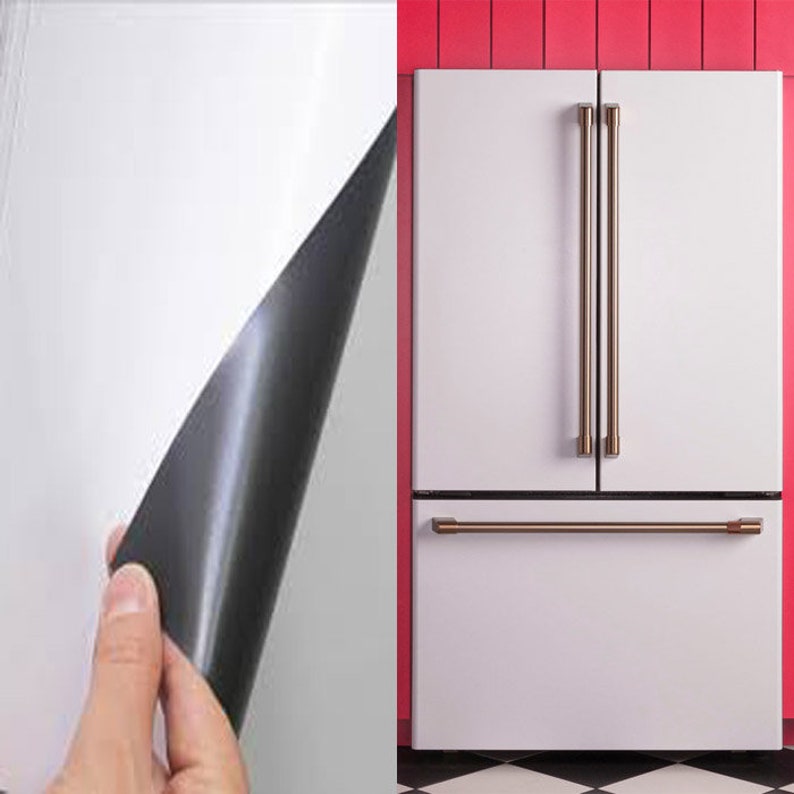 Magnetic Semi Gloss White Refrigerator Wrap Change Fridge Color How to ...