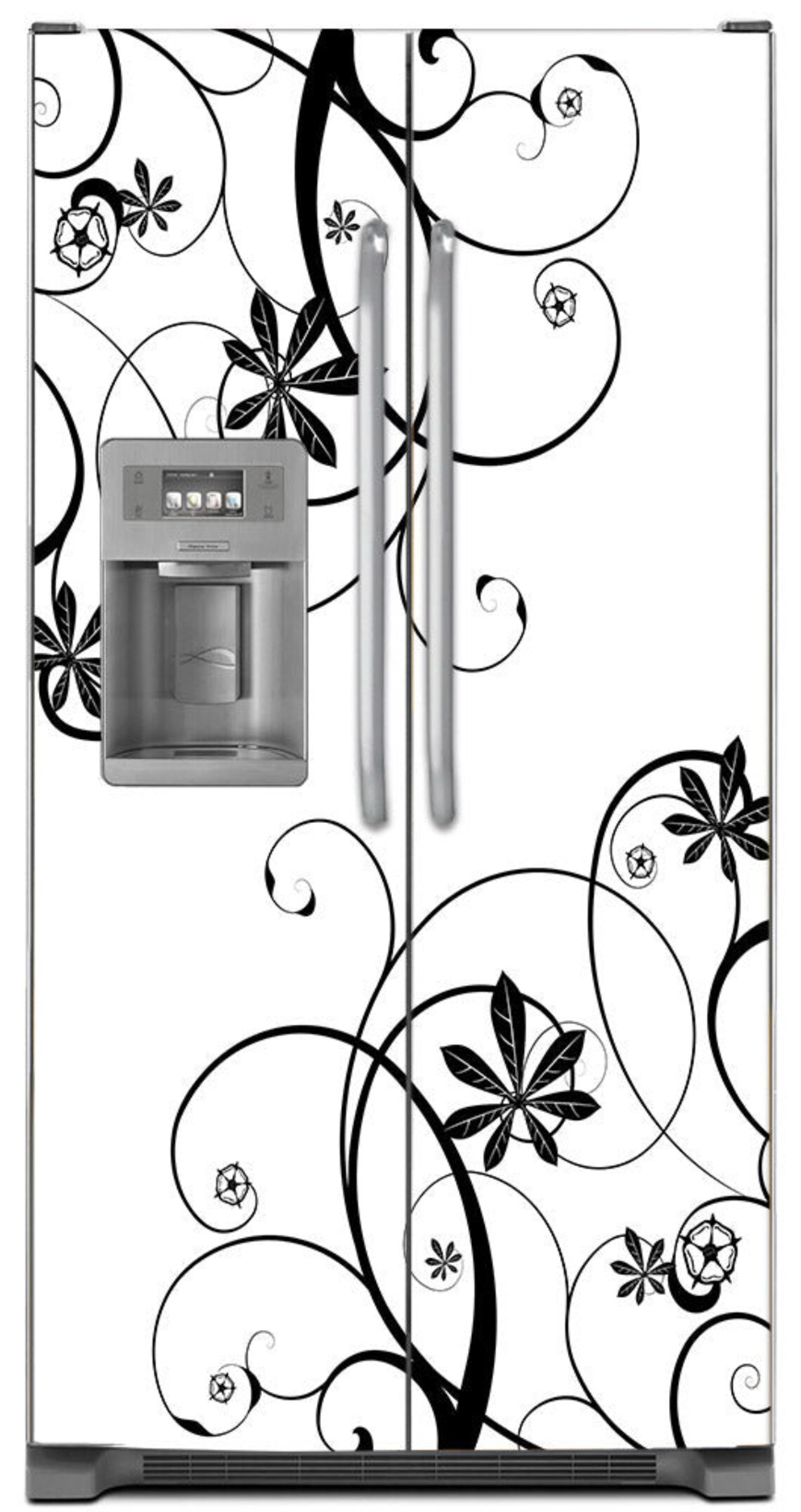 Magnetic Swirling Flowers Refrigerator Cover Skin Wraps Change Fridge ...