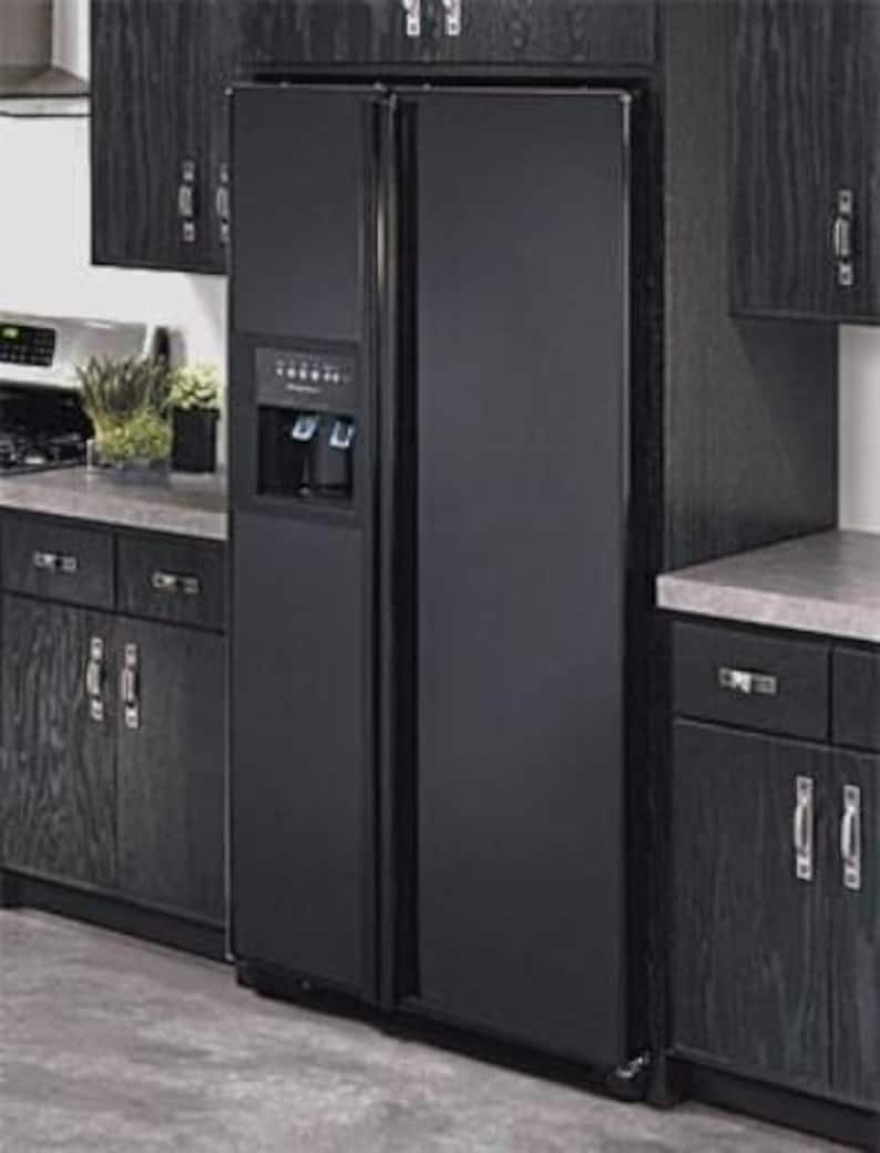 Magnetic Gloss Black Refrigerator Wraps Change Fridge Door Color Match ...
