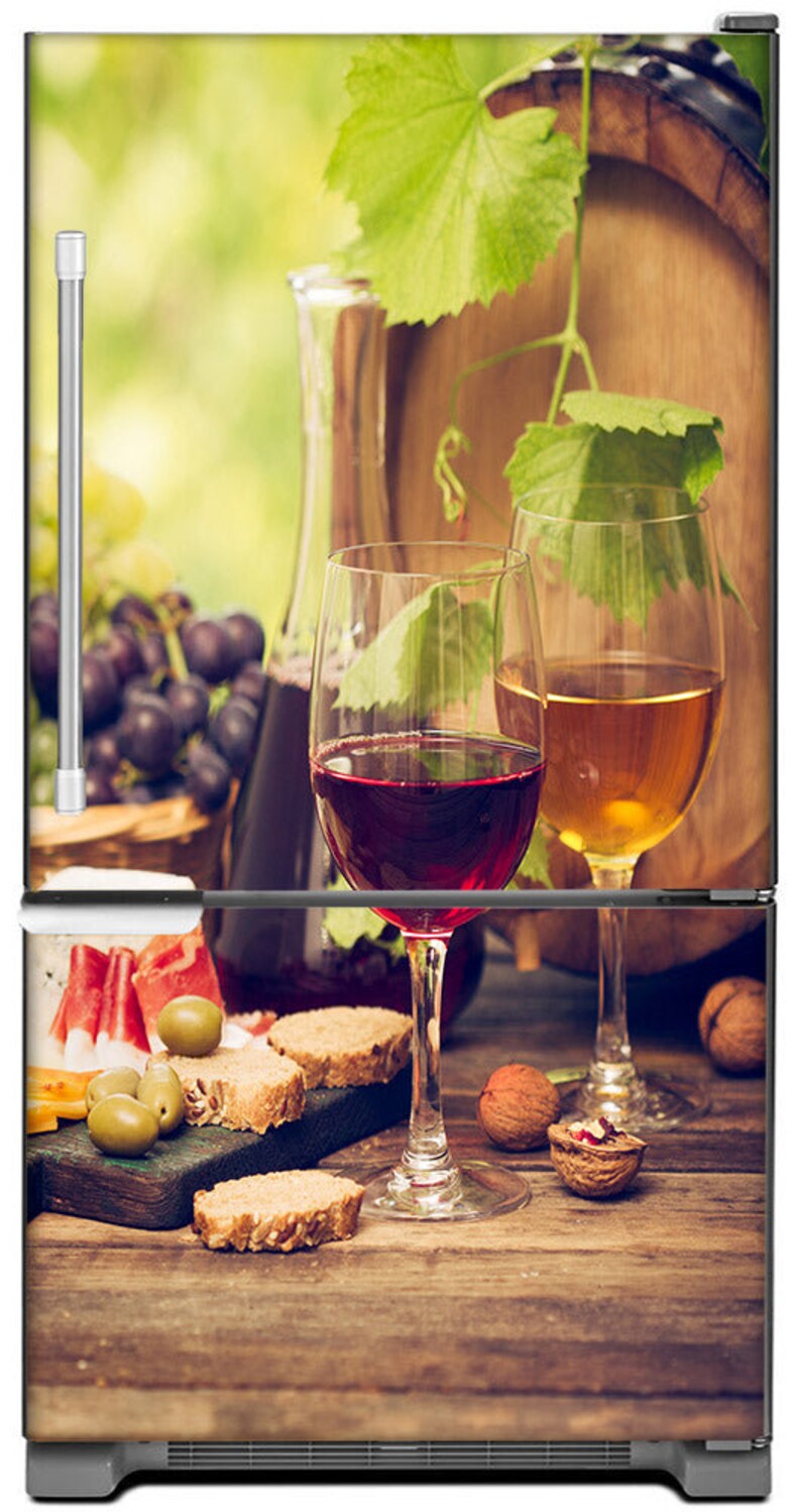 Magnetic Glasses of Wine Refrigerator Cover Skin - Etsy
