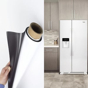 Magnetic Semi Gloss White Refrigerator Wrap Change Fridge Color How to ...