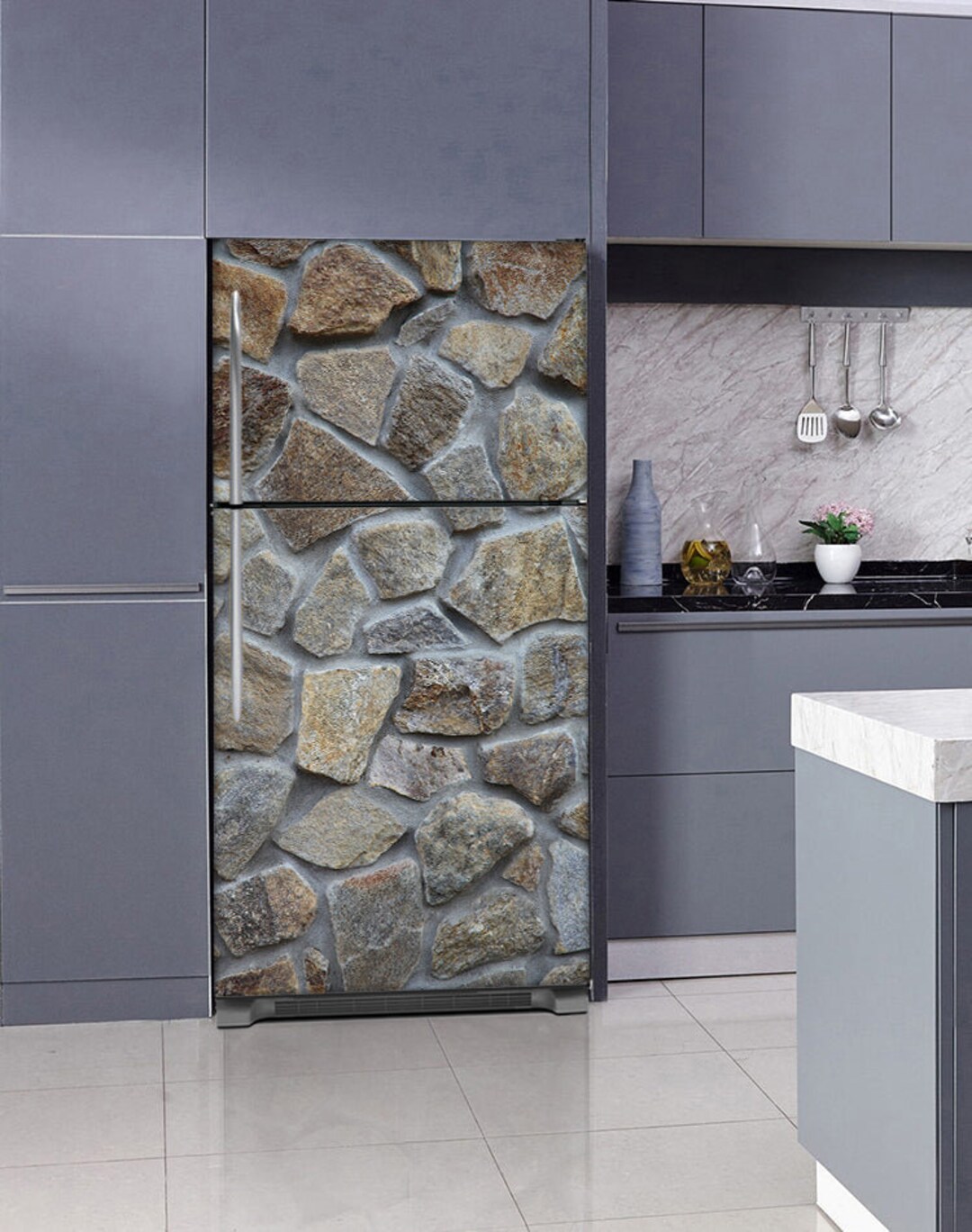 Magnetic Stone Wall Refrigerator Cover Skin - Etsy