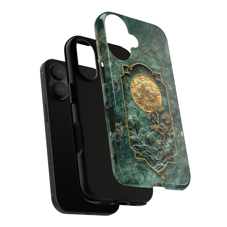 Asian Phone Case | Gold Tree and Moon Inlay Jade Tough Case Design ...