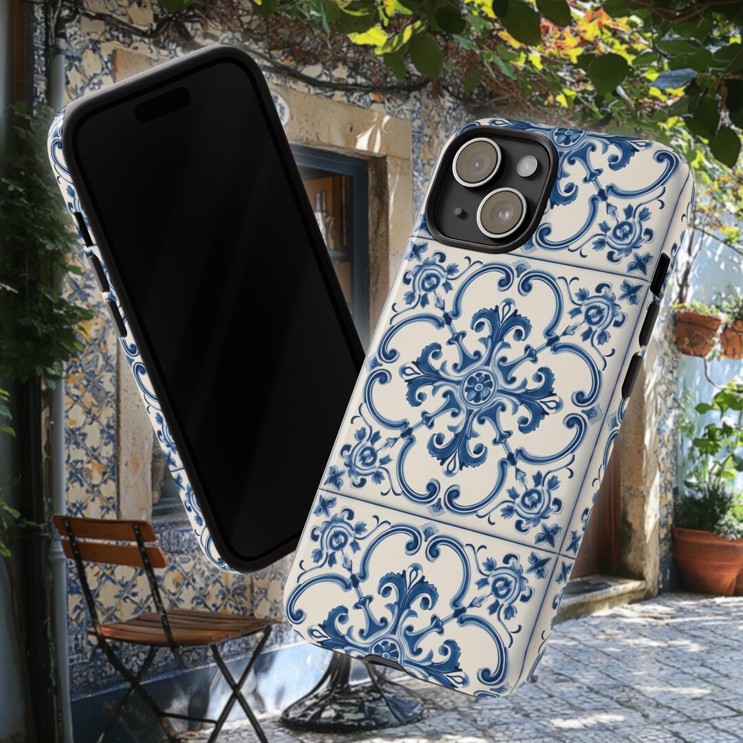 Azulejo Phone Case | Stylish Portugal Blue Tile Mediterranean ...