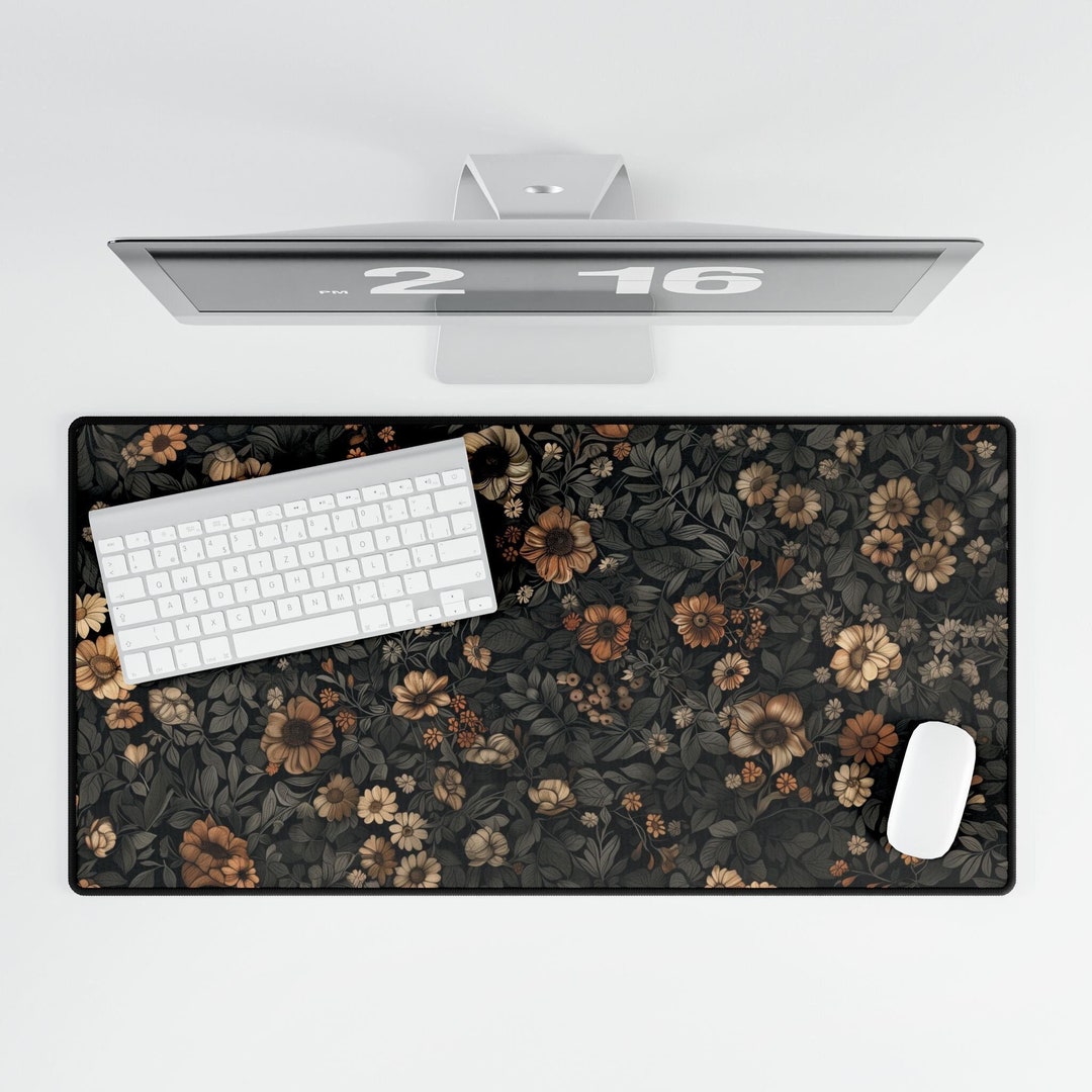 Cottagecore Desk Mat and Mouse Mat | Botanical Floral Design in an Arts ...