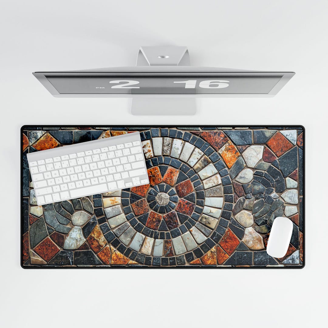 Mosaic Tile Desk Mat and Mouse Mat | Ornate Design That Gives a Unique ...