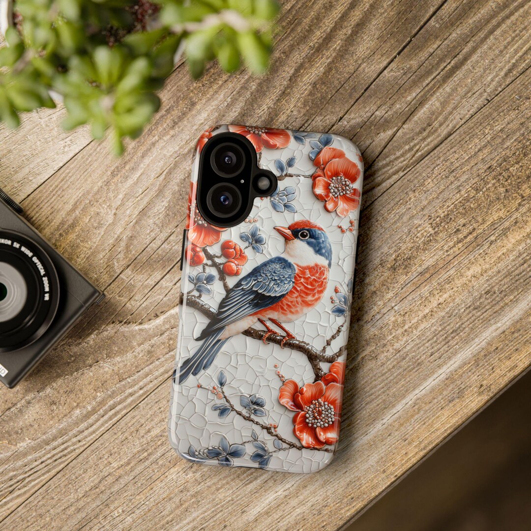 Bird Phone Case | Adorable Vintage Delft Blue Porcelain Bird Tough Case ...