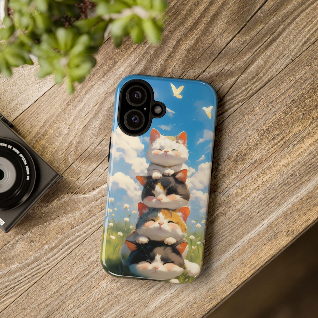 Cat Tough Phone Case Adorable Super Cute Cat Tower Design for iPhone 16 ...