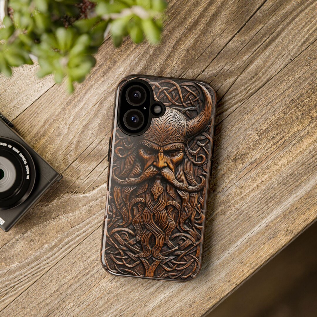 Viking Phone Case | Carved Wood Effect Norse Mythology Tough Case ...