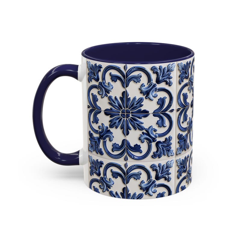 Azulejo Tile Mug | Portuguese Blue Tile Design Ceramic Coffee Mug (11oz ...