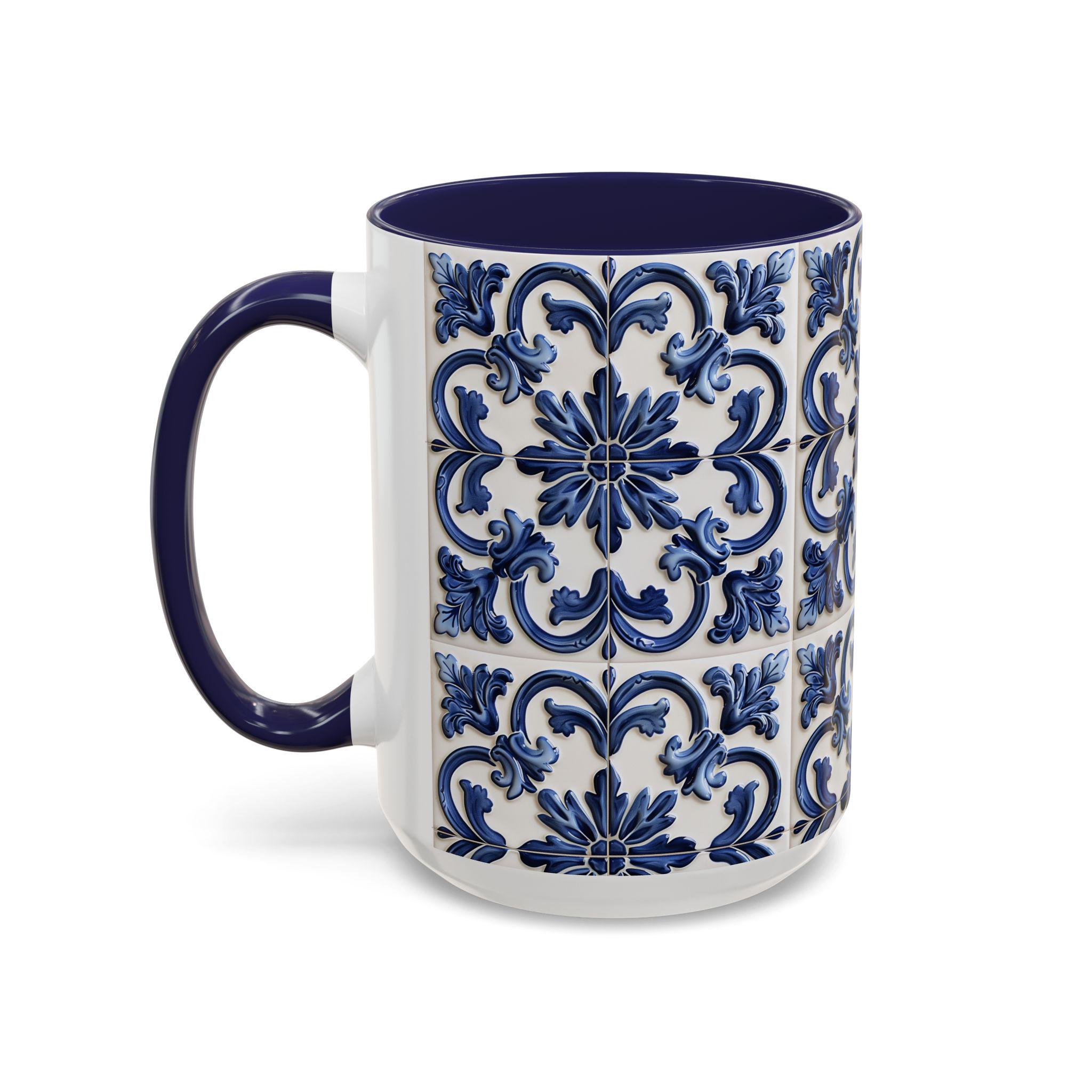 Azulejo Tile Mug | Portuguese Blue Tile Design Ceramic Coffee Mug (11oz ...
