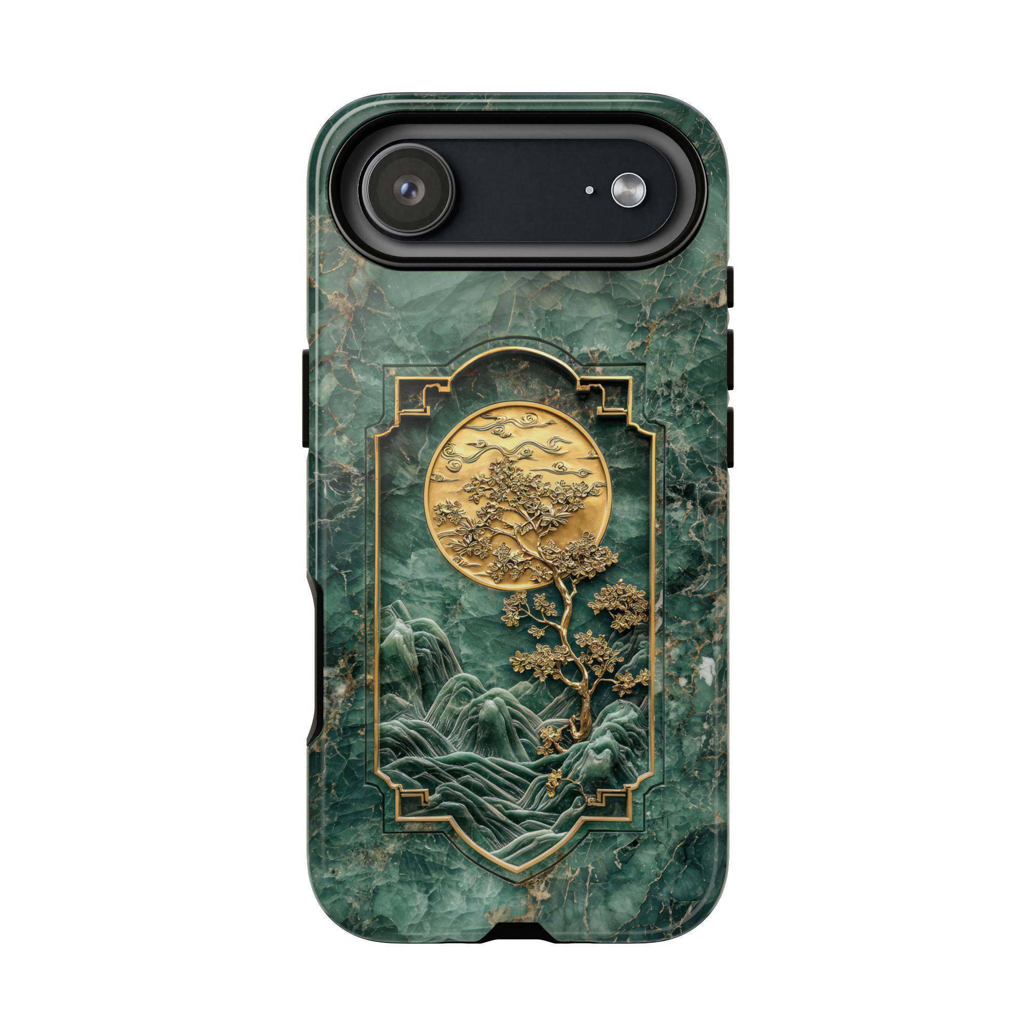 Asian Phone Case | Gold Tree and Moon Inlay Jade Tough Case Design ...