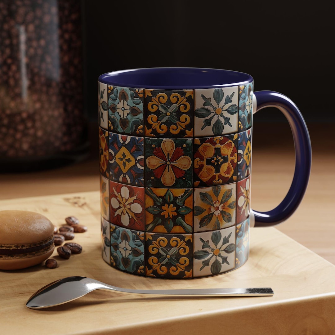 Spanish Tile Mug | Rustic Spanish Handmade Talavera Tile Decorative ...