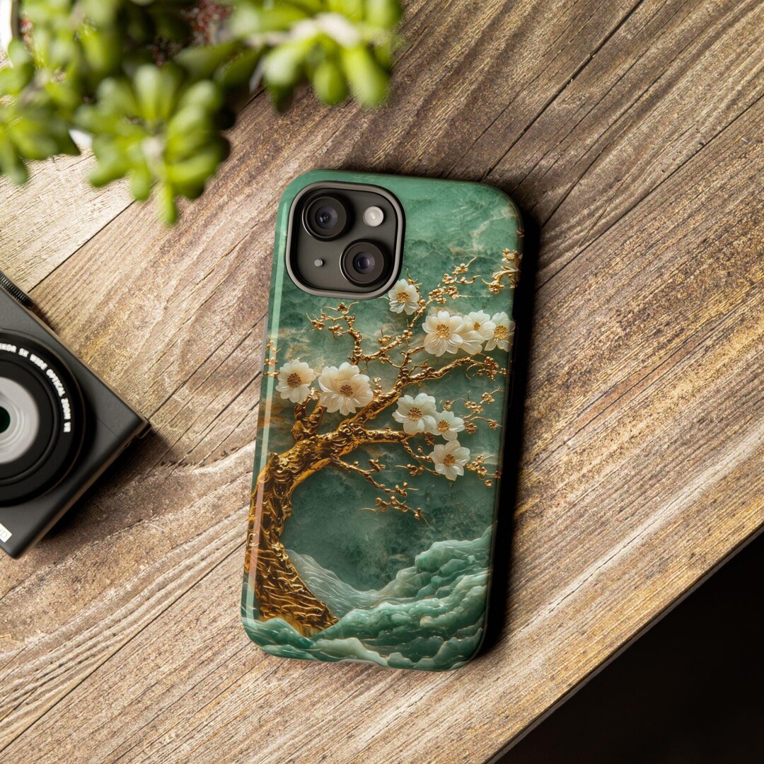 Asian Jade and Gold Tree Blossom Phone Case Elegant Design for Iphone ...